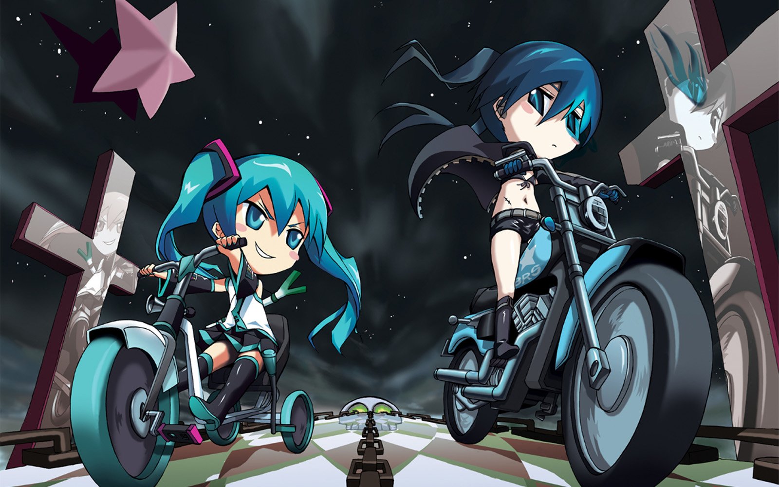 Epic Ride: Hatsune Miku Meets Black Rock Shooter in Anime Showdown