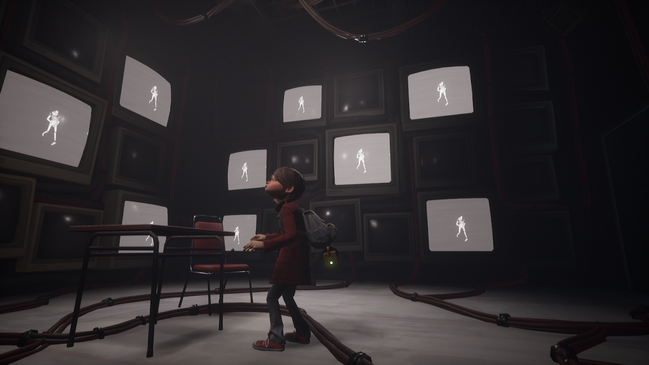Gylt Game Screenshot: Mysterious Control Room Encounter