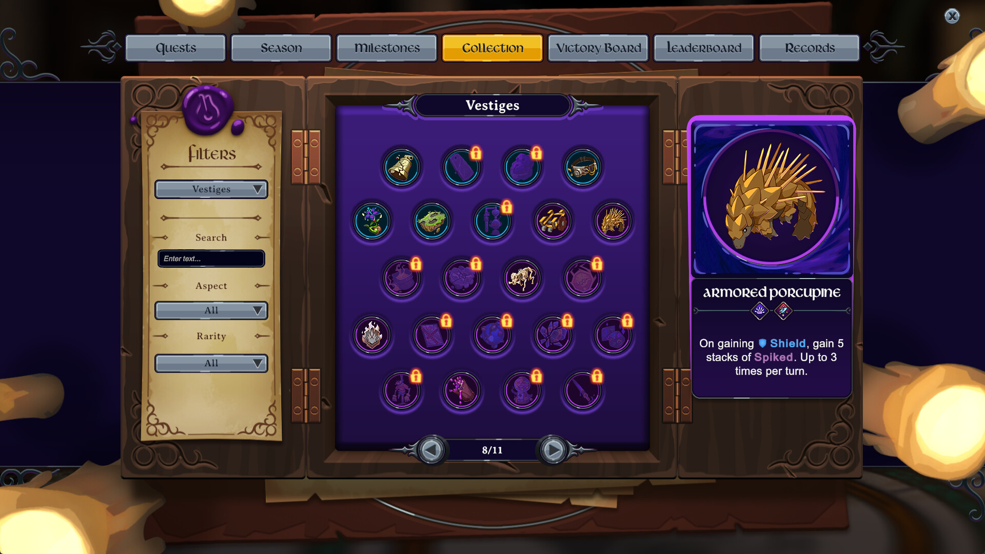 Inkbound Game Interface: Upgrades and Abilities Overview