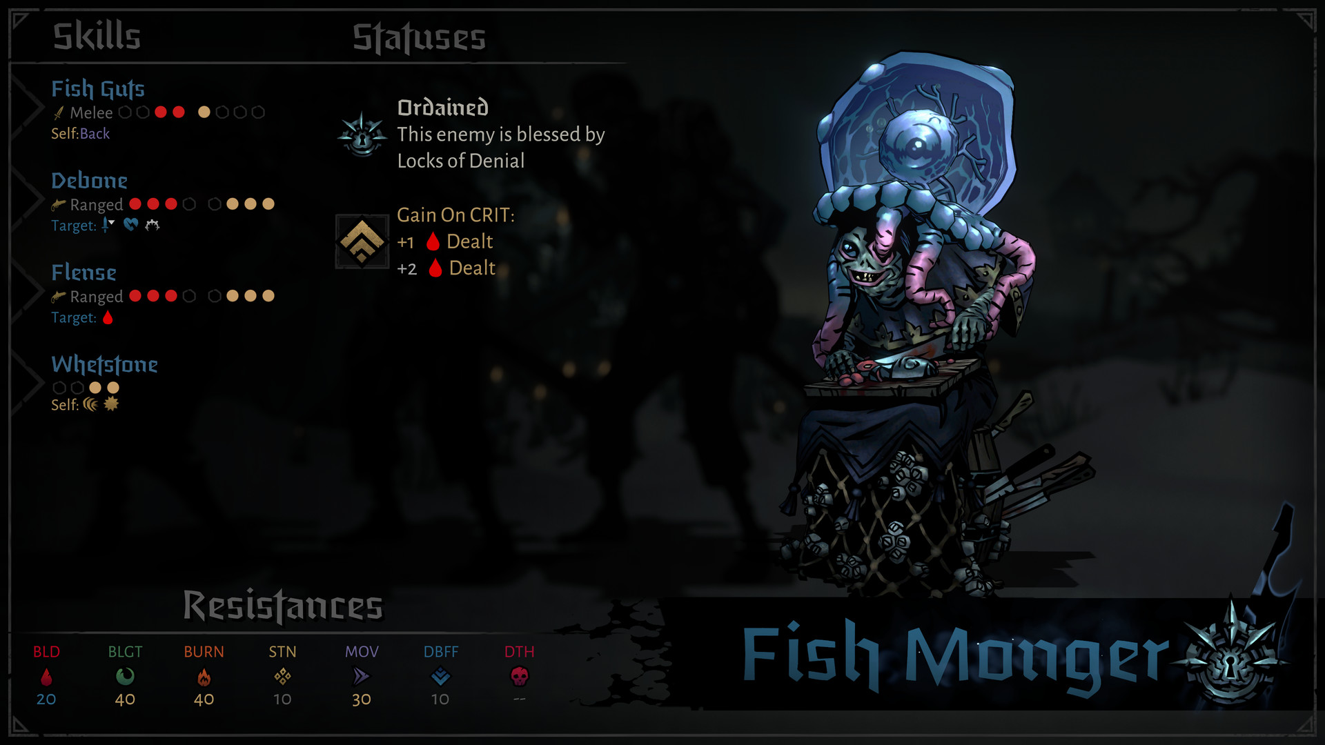 Darkest Dungeon II: Fish Monger Character Stats