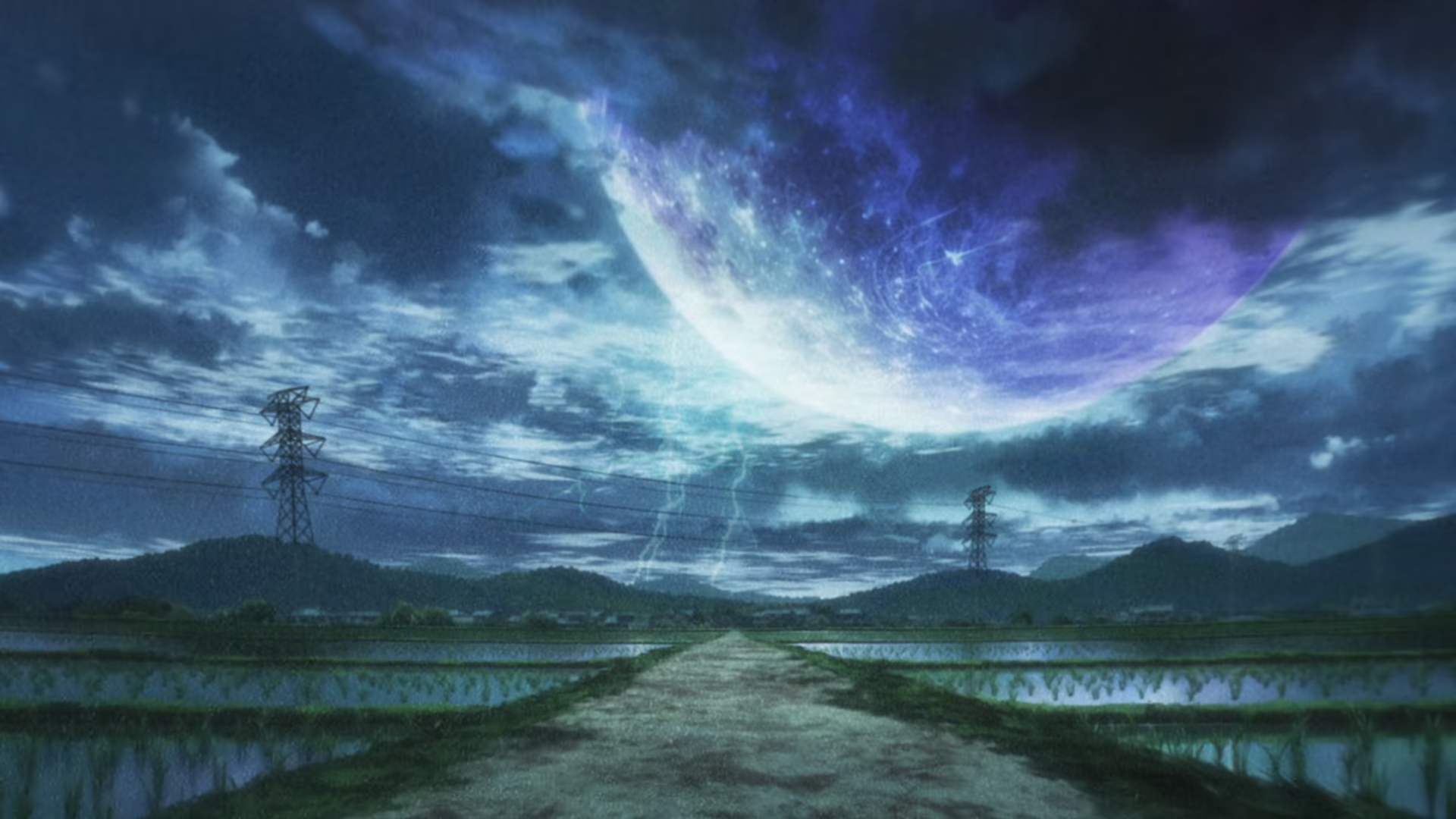 Dandadan: Mystical Nightscape Under Cosmic Skies