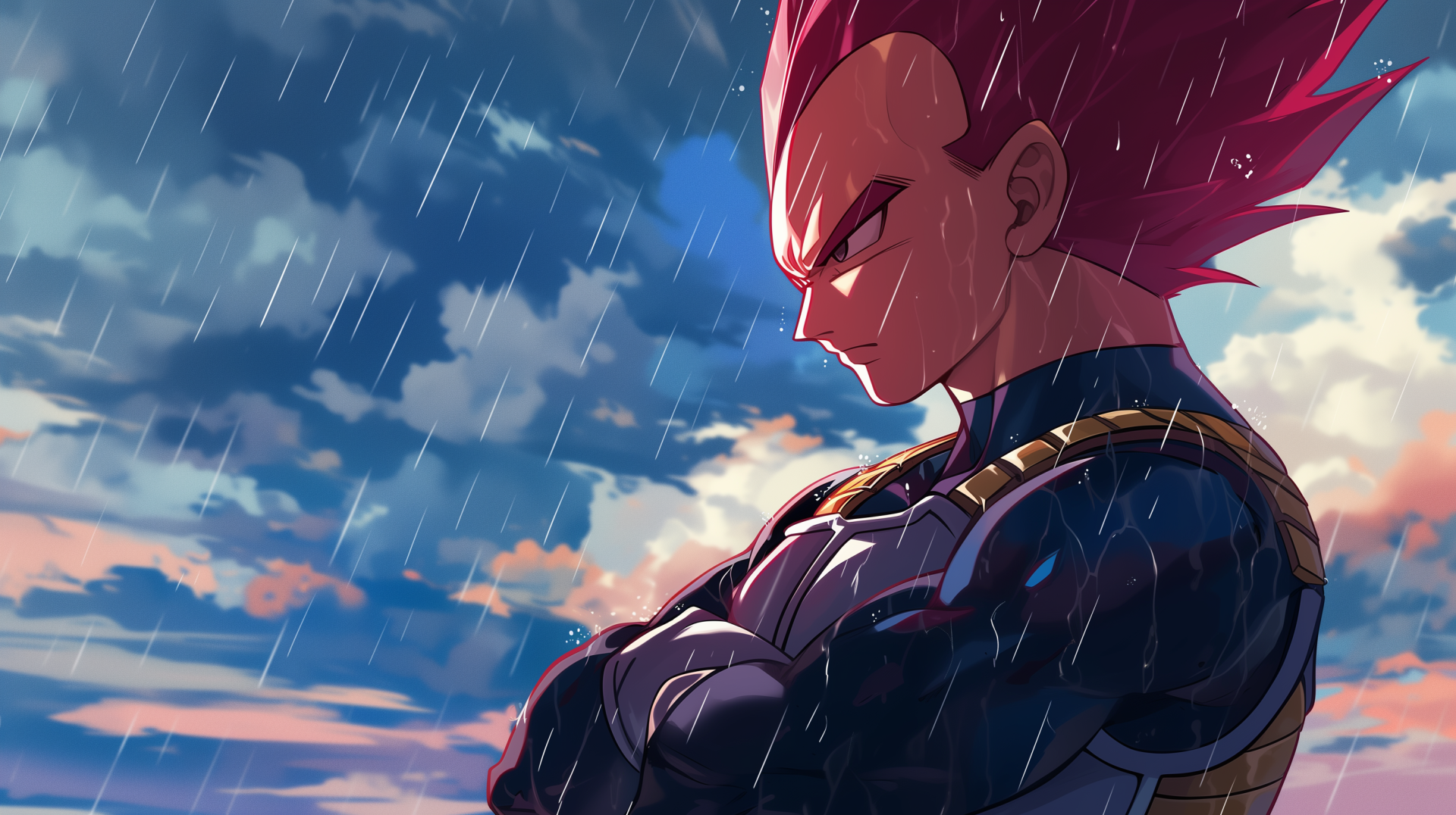 Vegeta: Super Saiyan God in Rain – Dragon Ball Super Vibes by patrika