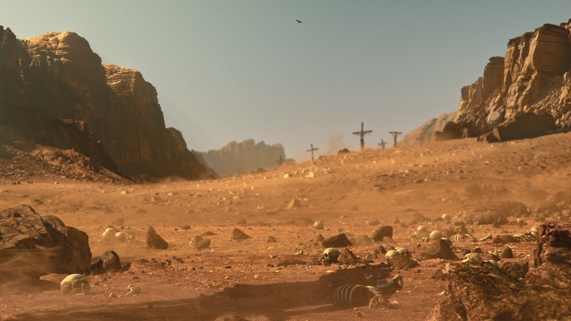 Download Video Game Conan Exiles Desert Landscape Crosses Image