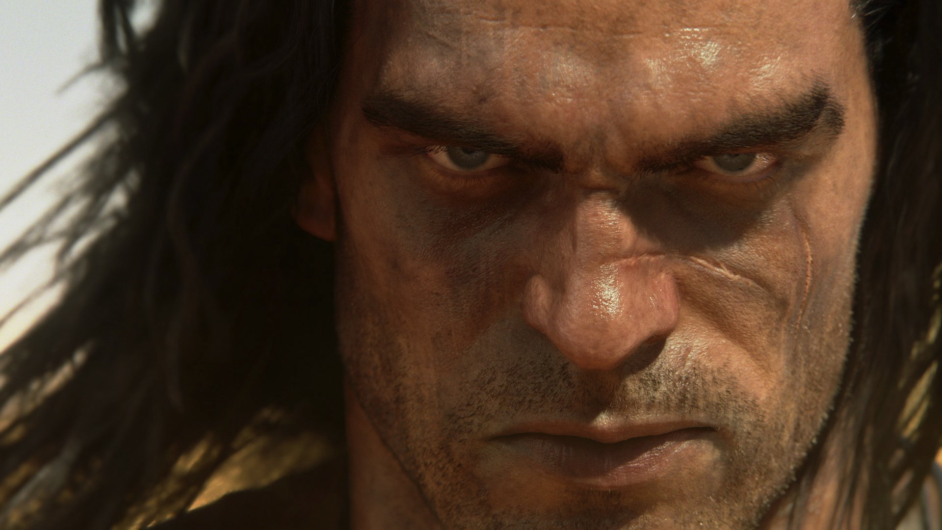 Download Video Game Conan Exiles Portrait Warrior Intense Expression Image