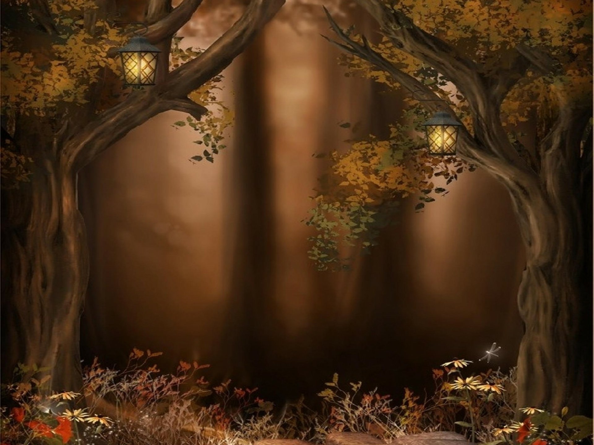 Download Lantern Tree Artistic Forest Image